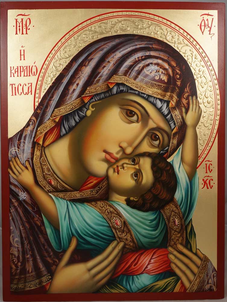 Panagia Kardiotissa (halo relief) Orthodox Icon - BlessedMart