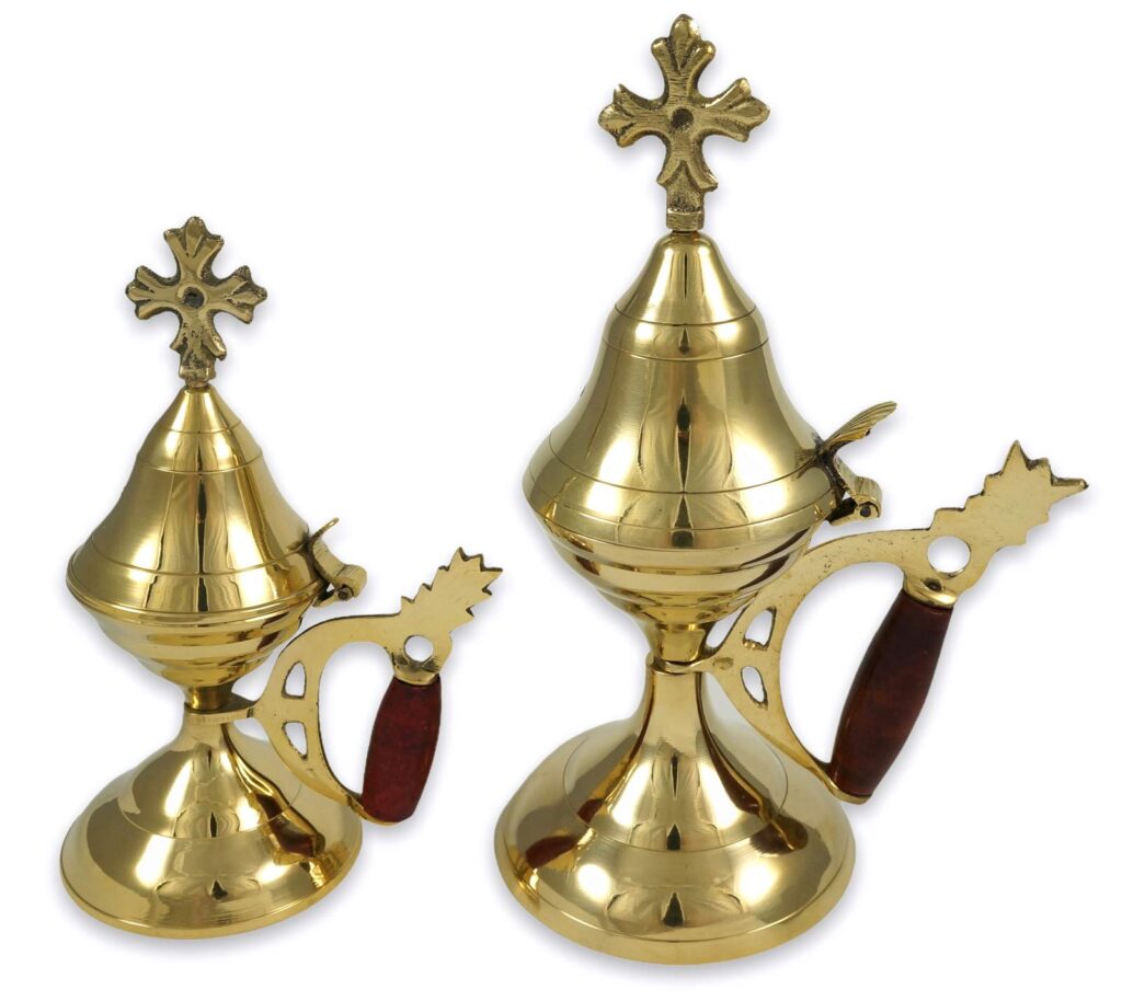 Large Brass Incense Burner (Wooden Handle) - BlessedMart