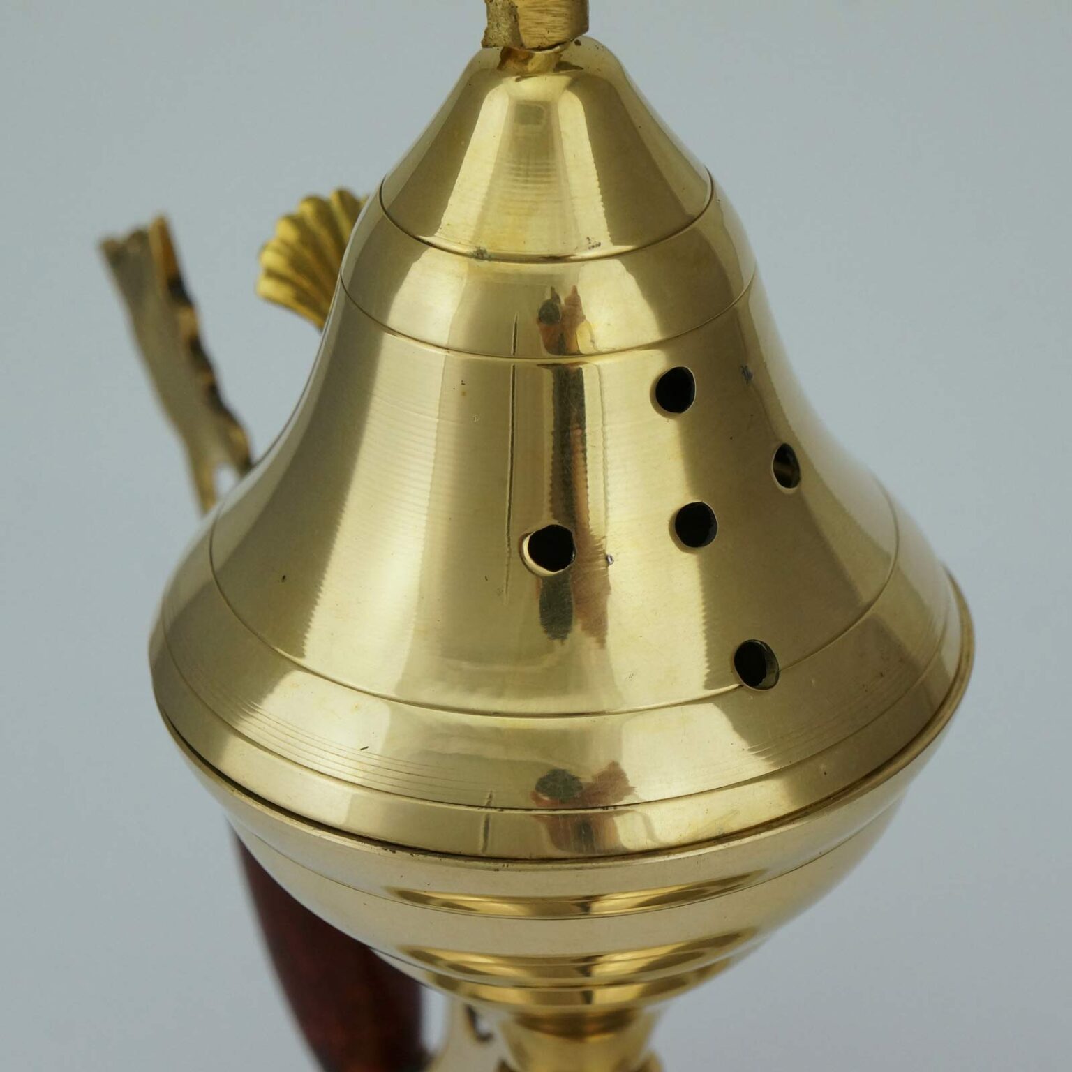 Large Brass Incense Burner (Wooden Handle) - BlessedMart
