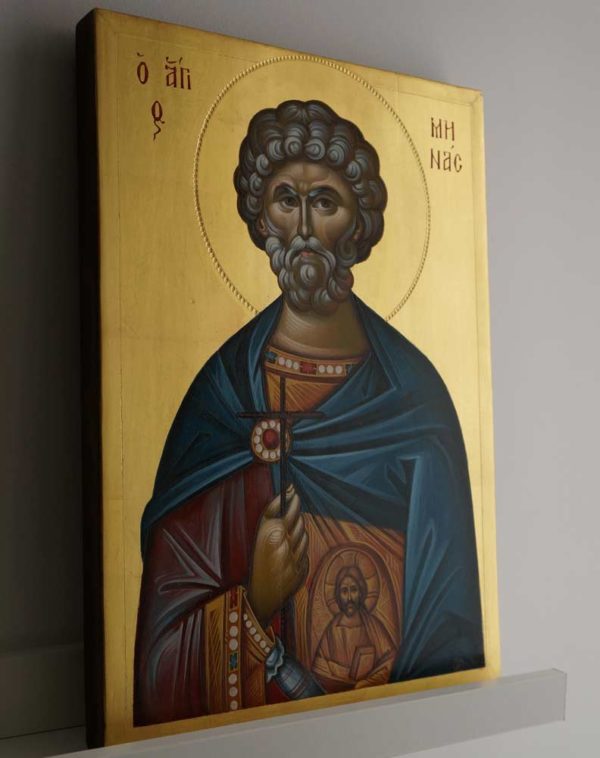 Saint Menas Icon (engraved halo) - Orthodox Icons - BlessedMart