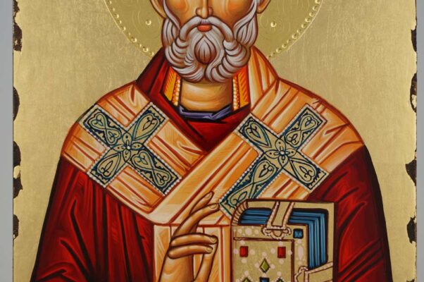 St Nicholas of Myra (polished gold halo) Orthodox Icon - BlessedMart