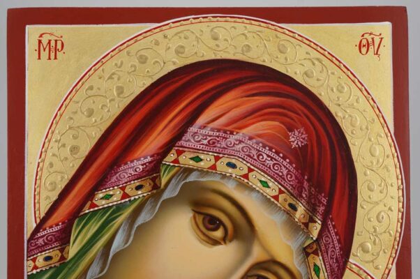 Theotokos Sweet Kissing (decorated halo) Orthodox Icon - BlessedMart