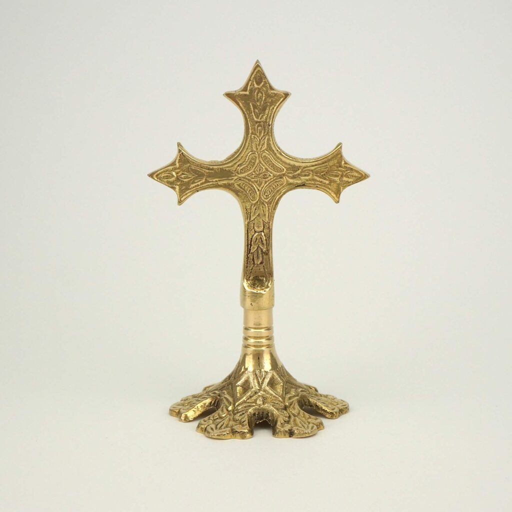 Small Brass Standing Cross - Brass Standing Crosses - BlessedMart