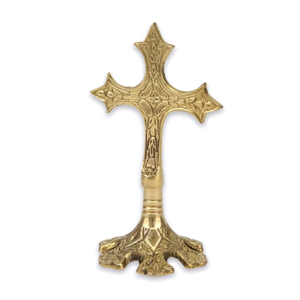 Small Brass Standing Cross - Brass Standing Crosses - BlessedMart