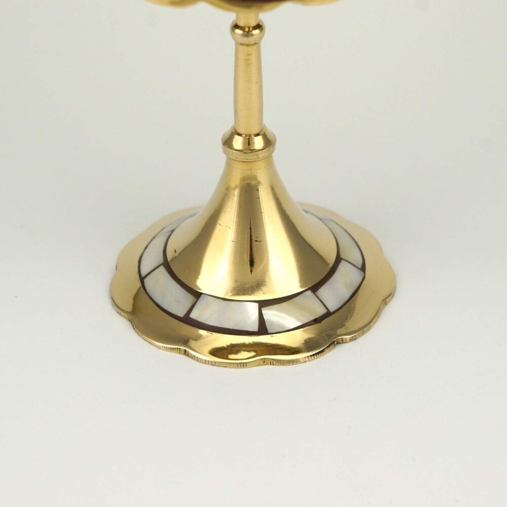 Deluxe Brass Seven-Candle Stand with Mother Of Pearl Inlay - BlessedMart