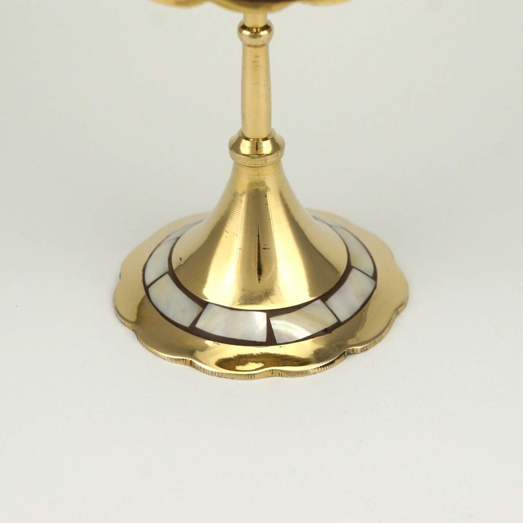 Deluxe Brass Seven-Candle Stand with Mother Of Pearl Inlay - BlessedMart