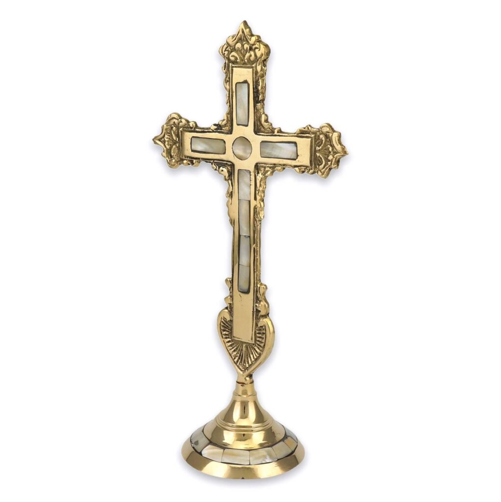 Small Brass Standing Cross - Brass Standing Crosses - BlessedMart