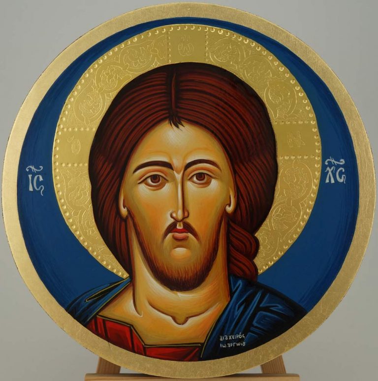 Jesus Christ Pantocrator Round Icon - Orthodox Icons - BlessedMart