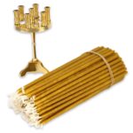 Set of Traditional Brass Seven-Candle Stand and 100 Beeswax Candles ...