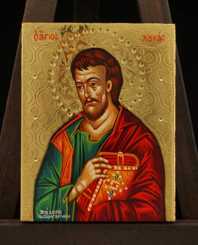 St Luke the Evangelist Icon (polished gold miniature) - BlessedMart