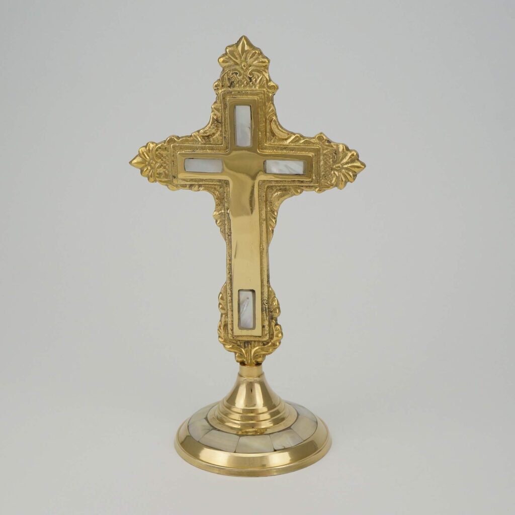 Small Brass Standing Cross - Brass Standing Crosses - BlessedMart