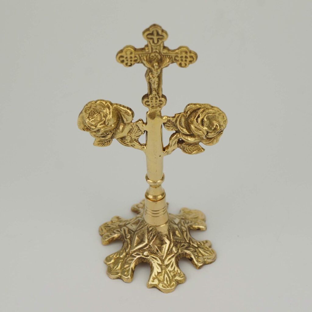 Small Brass Standing Cross - Brass Standing Crosses - BlessedMart