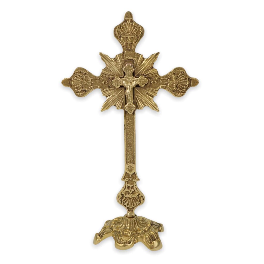 Small Brass Standing Cross - Brass Standing Crosses - BlessedMart