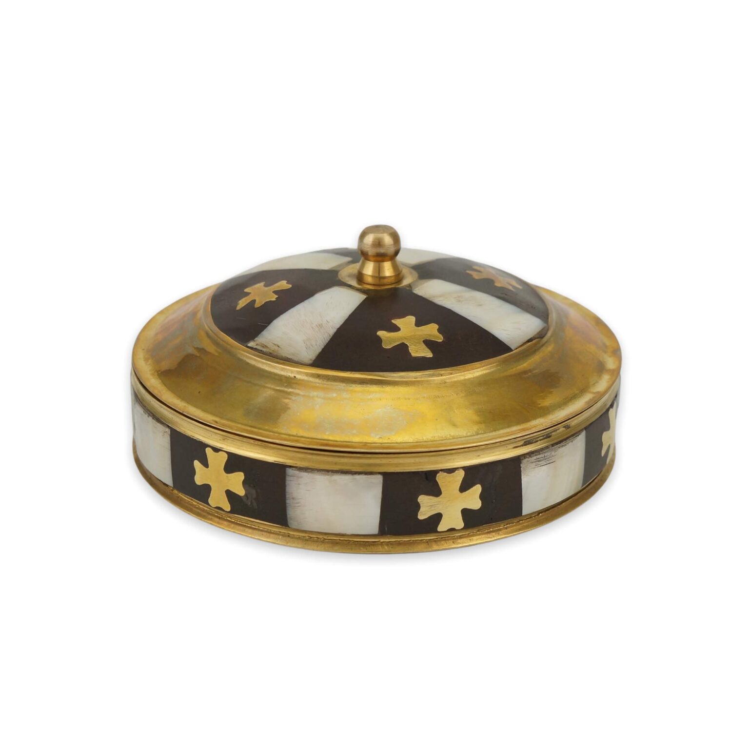 Brass Trinket Box with Lid and Mother of Pearl Inlay - BlessedMart