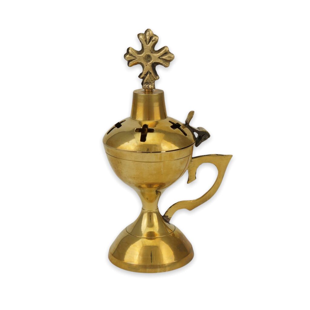 Decorated Brass Byzantine Censer - Incense Burners - BlessedMart