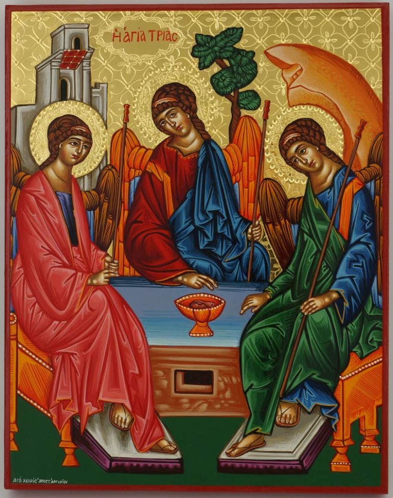 Holy Trinity Rublev Icon (polished gold) - Orthodox Icons - BlessedMart