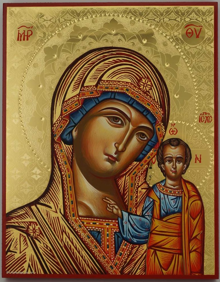 Theotokos of Kazan Icon (polished gold) - Orthodox Icons - BlessedMart