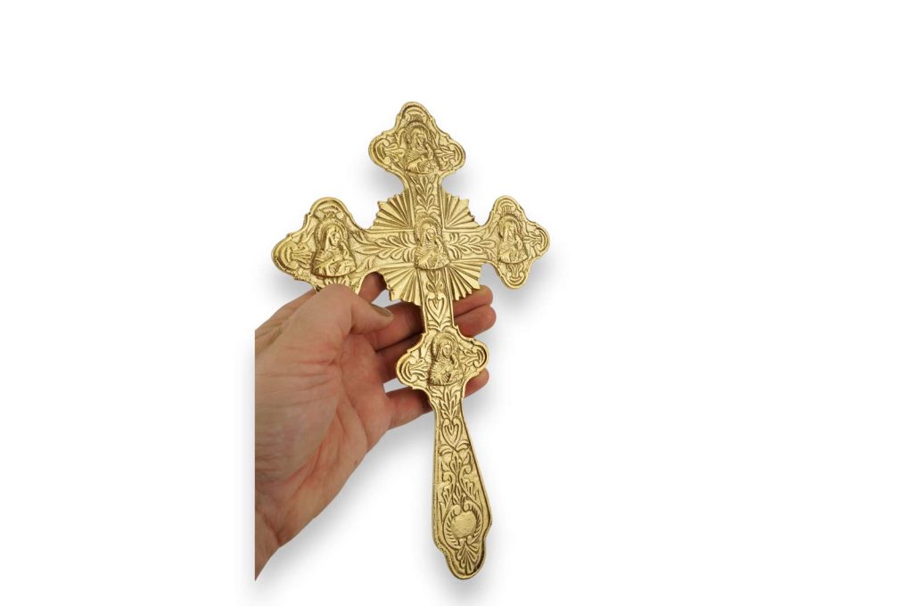 Small Brass Standing Cross - Brass Standing Crosses - BlessedMart