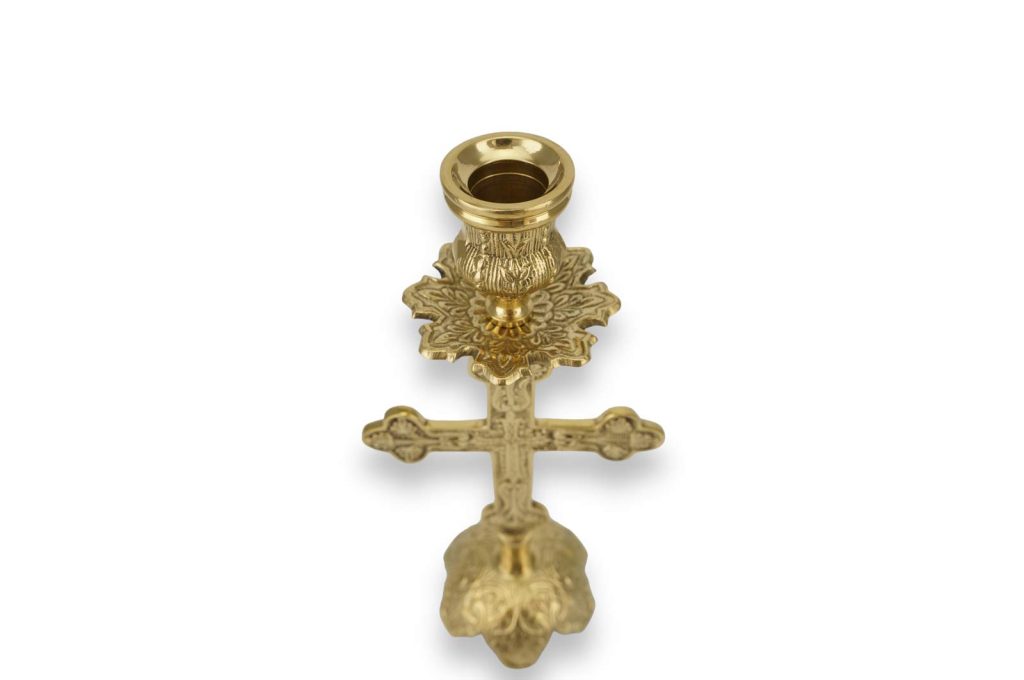 Solid Cross Shape Brass Candle Holder - BlessedMart