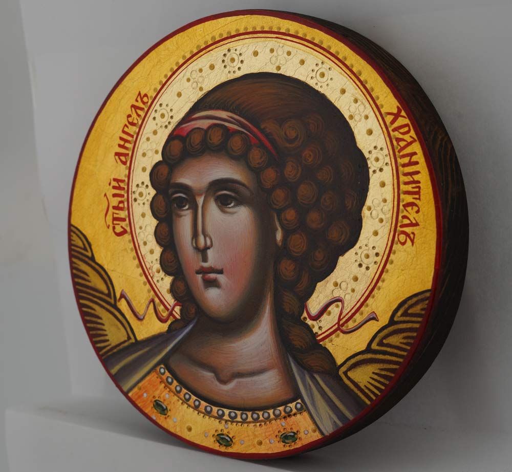 Guardian Angel Round Icon - Orthodox Icons - BlessedMart