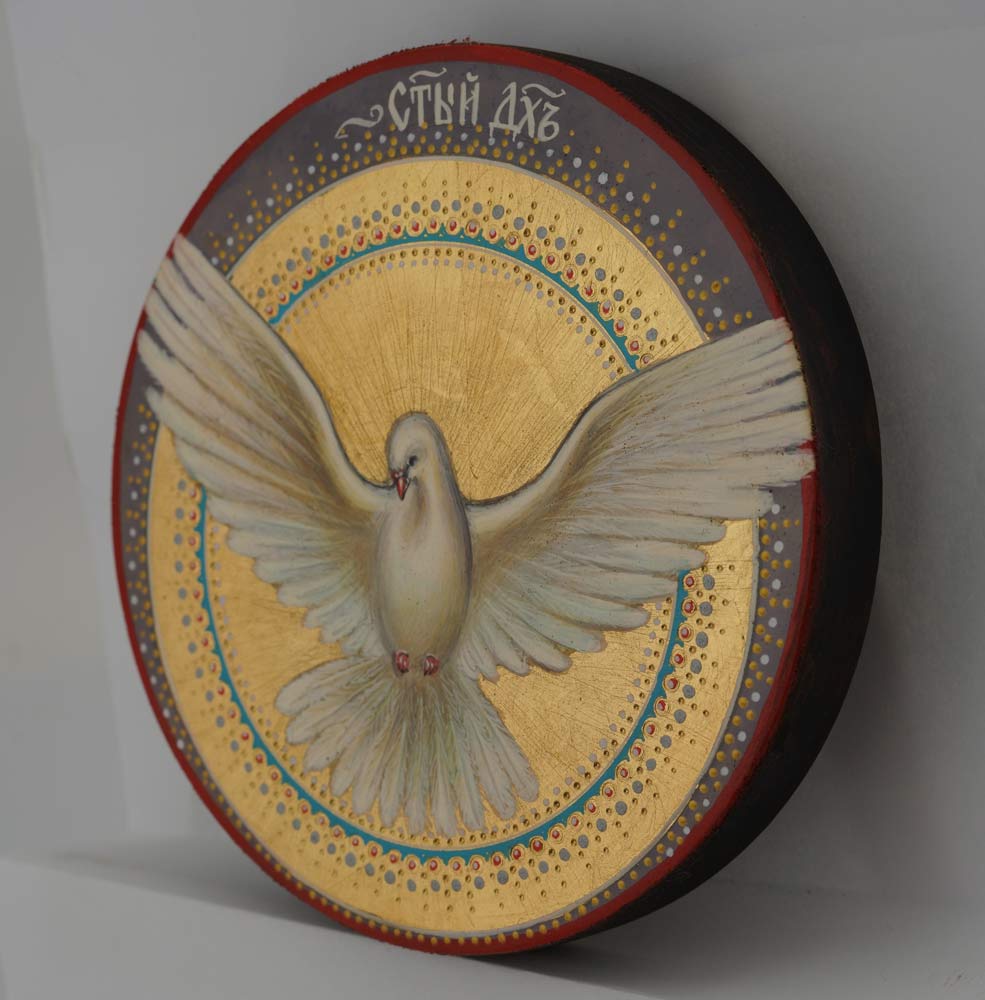 Holy Spirit Dove Round Icon - Orthodox Icons - BlessedMart