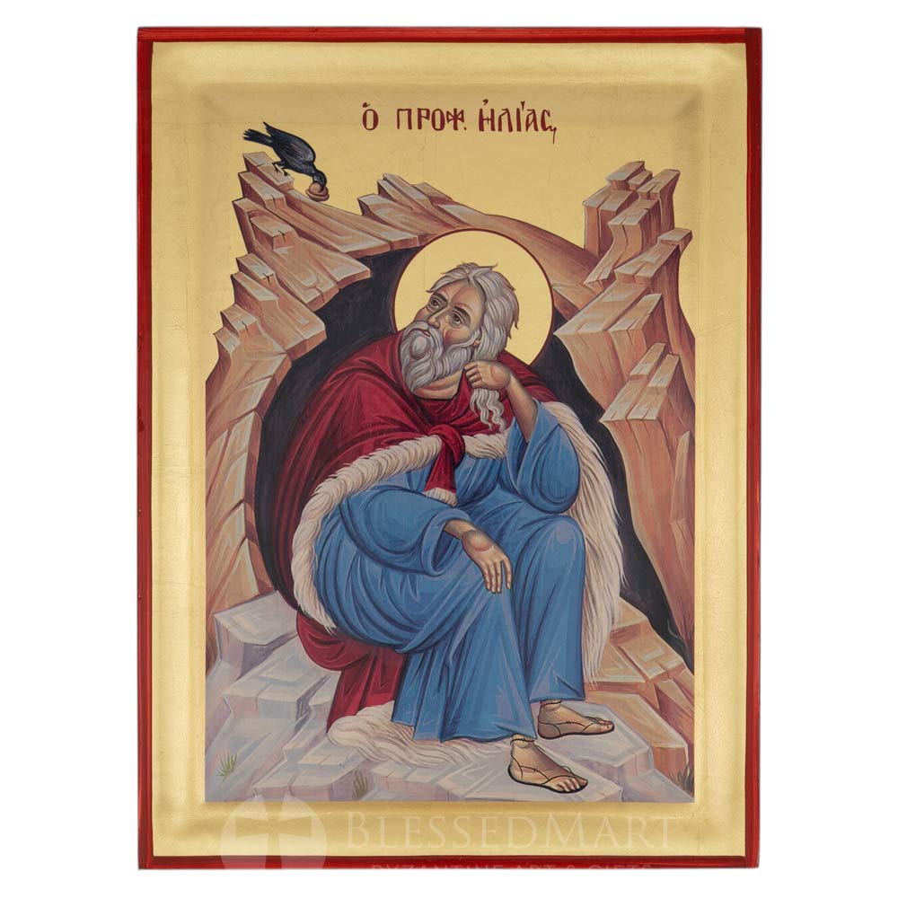Prophet Elijah Icon – With Cave & Raven | BlessedMart